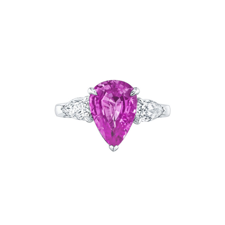 HM#5007 – Pear Shape Pink Sapphire & Diamond Ring – SES Creations